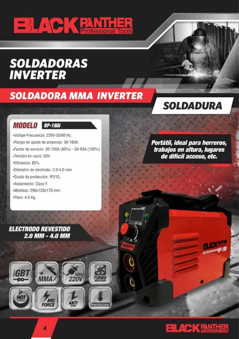Soldadora Mma/120 Amp@60% - Black Panther